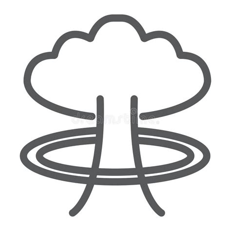 Explosion Line Icon Danger And War Nuclear Explosion Sign Vector