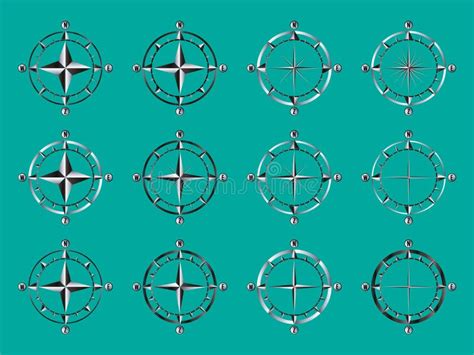 Wind Rose Compass Signs Nautical Instruments For North Orientation