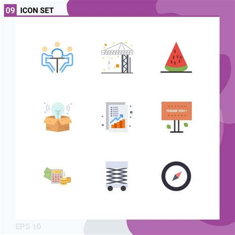 Mobile Interface Flat Color Set Of 9 Pictograms Of Income Big Idea Dessert Process Healthy