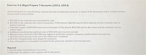 solved exercise 3 2 algo prepare t accounts [lo3 2 lo3 4]
