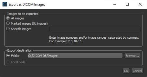 exporting images in the dicom format