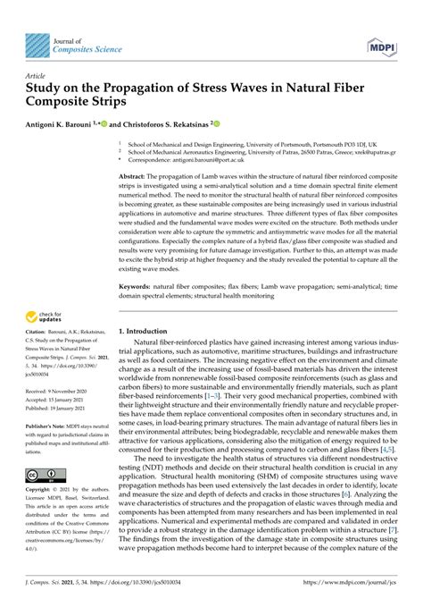 PDF Study On The Propagation Of Stress Waves In Natural Fiber Composite Strips