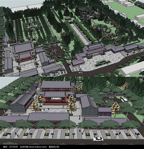 草图大师sketchup中式纪念公园景观模型图片下载 红动中国