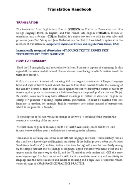 Translation Handbook Pdf Translations English Language