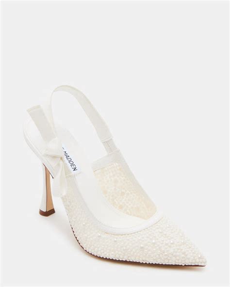Bri White Lace Slingback Pump Heel Womens Heels Steve Madden