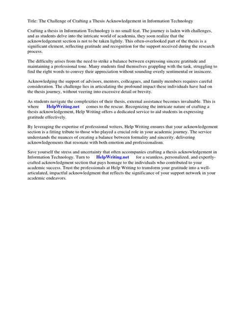 Sample Acknowledgement Thesis Information Technology Pdf