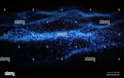 Abstract Flowing Smooth Surface Fractal Waves Background From Blinking Particles Grid Mesh Of