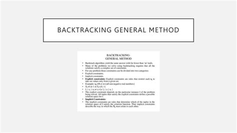 General Method In Backtracking Ppt