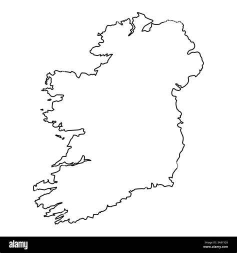 Blank Outline Map Of Ireland Border Island Coastline Silhouette Stock