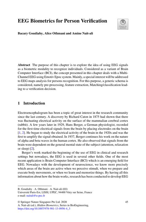 Pdf Eeg Biometrics For Person Verification