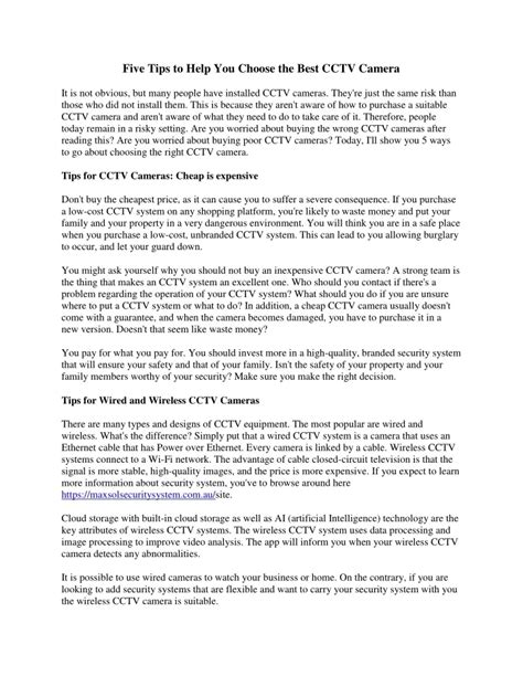 Ppt 5 Tips To Choose The Best Cctv Camera Powerpoint Presentation