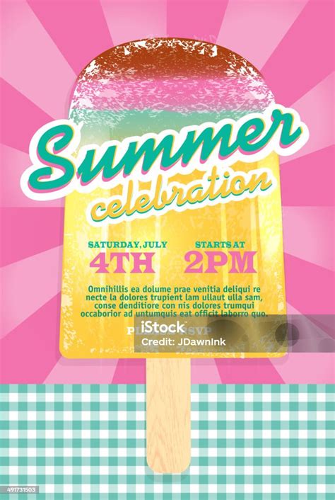 파스텔 피크닉 Popsicle 여름 천문학자 템플릿 초대장 디자인식 맛이 가미된 빙과에 대한 스톡 벡터 아트 및 기타 이미지