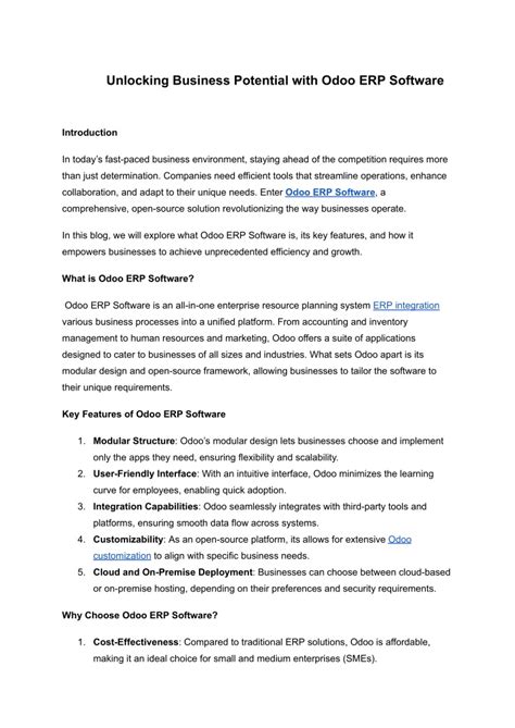Ppt Unlocking Business Potential With Odoo Erp Software Powerpoint Presentation Id 13816886