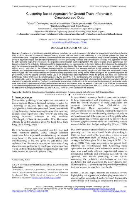 Pdf Clustering Based Approach For Ground Truth Inference In Crowdsourced Data