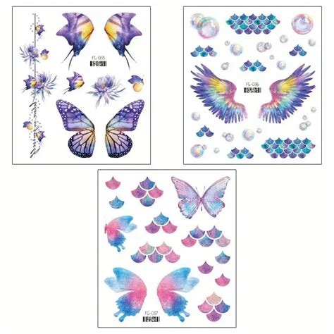Beautiful Butterfly Tattoo Sticker Gradient Butterfly Face Temu