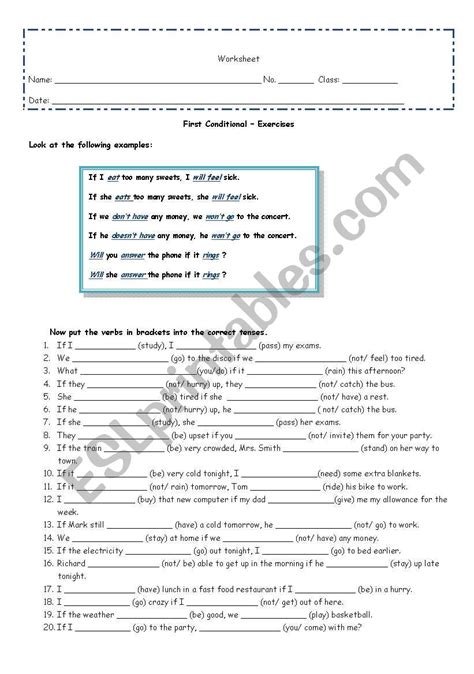 First Conditonal Esl Worksheet By Diegosky