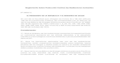 Reglamento Sobre Protección Contras Las Radiaciones Ionizantes