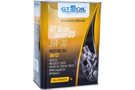 Масло Ultra Energy C3 SAE 5W 30 API SM SN CF 4л GT OIL 8809059407936