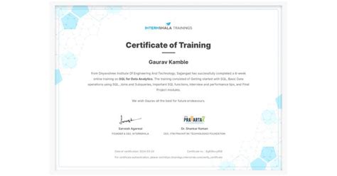 gaurav kamble on linkedin successfully completed the sql for data analytics training from…