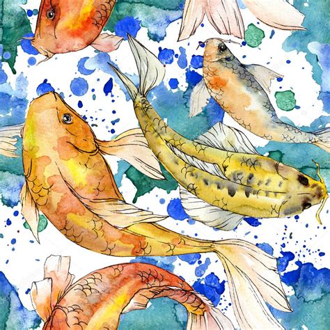 Acuarela acuática subacuática colorido conjunto de peces tropicales Mar Rojo y peces exóticos