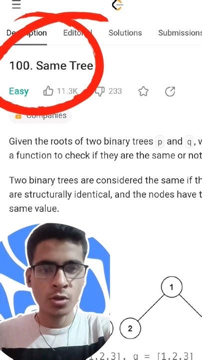 100 same tree leetcode dsa leetcodesolution code youtube