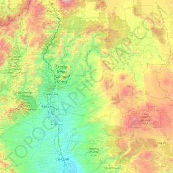 Shasta County Topographic Map Elevation Terrain