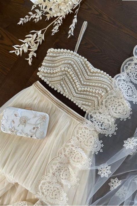 Wedding Party Wear Indian Designer Ivory Lehenga Choli Dupatta For