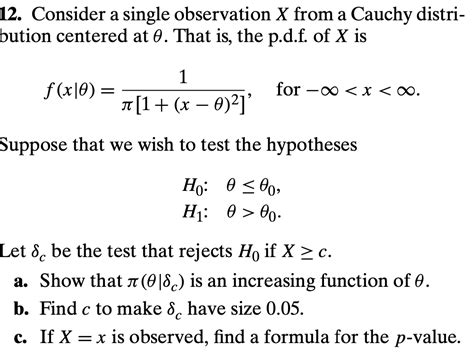 Solved Consider A Single Observation X ﻿from A Cauchy
