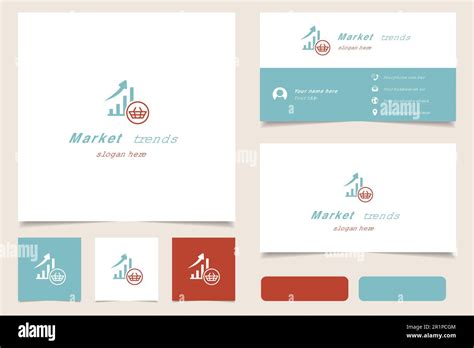 Market Trends Logo Design With Editable Slogan Branding Book And Business Card Template Stock