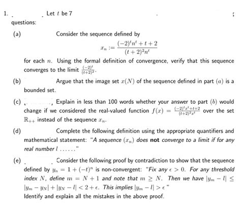Solved Questions A Consider The Sequence Defined By Chegg Com