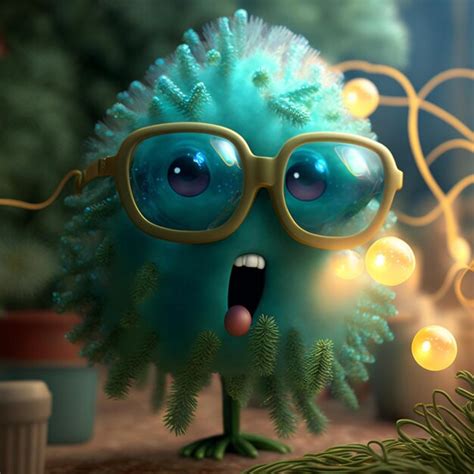 Premium Ai Image There Is A Blue Monster With Glasses And A Green