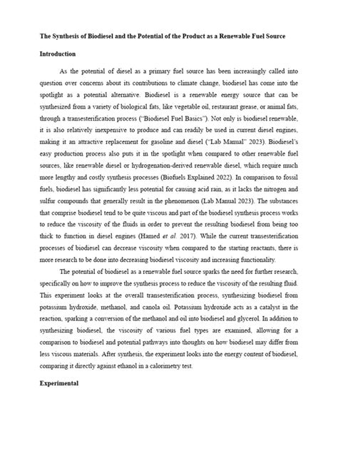 biodiesel lab report pdf