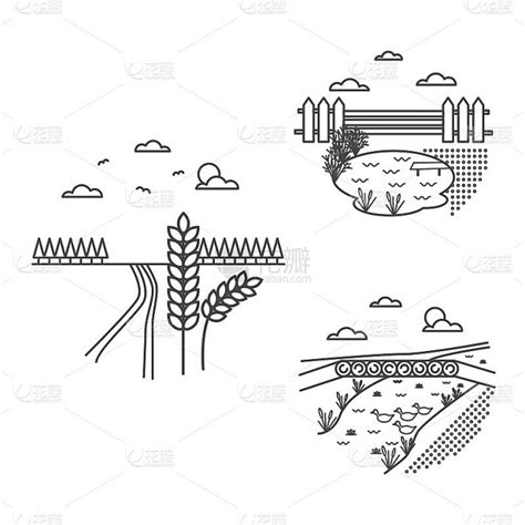 景观线图标设置。矢量插图。