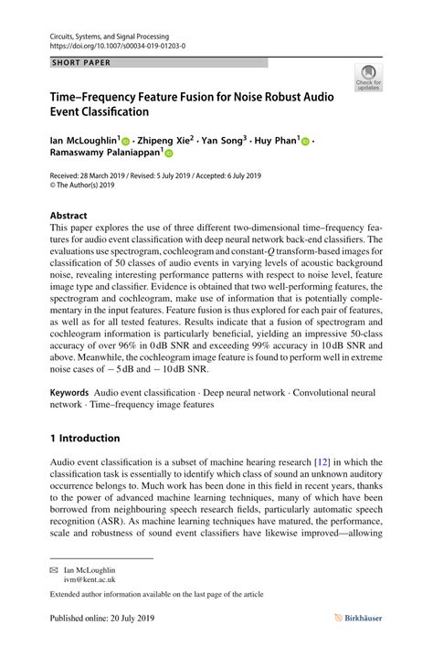 Pdf Timefrequency Feature Fusion For Noise Robust Audio Event Classification