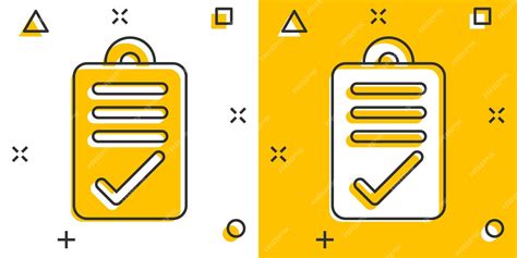 Premium Vector Document Checkbox Icon In Comic Style Test Cartoon