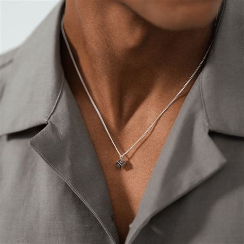 Men Cube Initial Necklace Vedder And Vedder