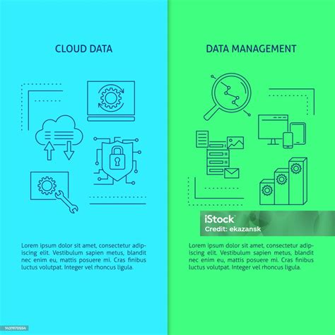 Cloud Data And Data Management Banner Templates Stock Illustration