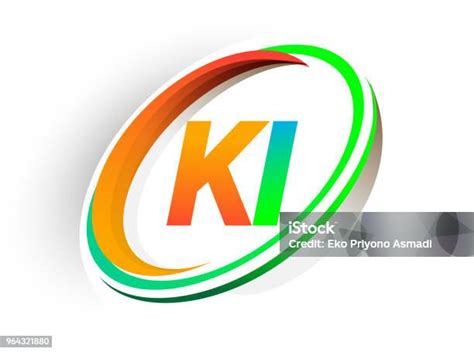 초기 편지 로고 회사 이름 색깔 주황색과 녹색 원형 및 디자인 Swoosh 0명에 대한 스톡 벡터 아트 및 기타 이미지 0명