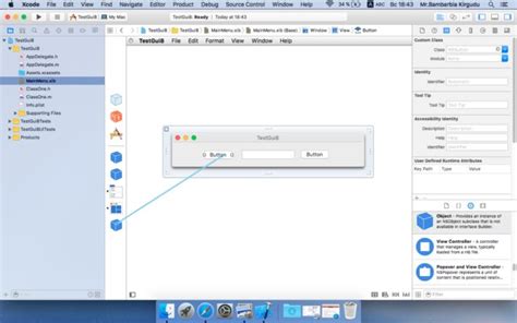 Ios Xcode 7Не создается связь между Button и объектом В чем