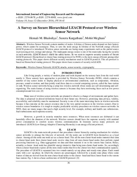 Pdf A Survey On Secure Hierarchical Leach Protocol Over Wireless