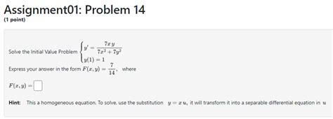 Solved Assignment01 Problem 14 1 Point Solve The Initial Chegg