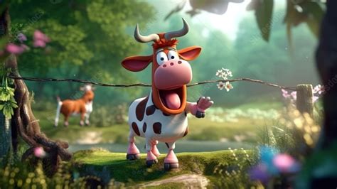 Amusing Bovine 3d Character For Endless Fun Powerpoint Background For