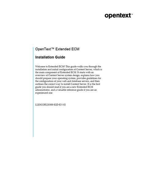 Opentext Extended Ecm Ce 223 Installation Guide English