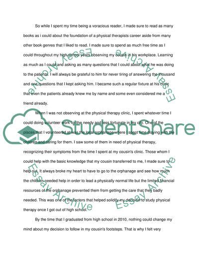 About Physical Therapy Personal Statement Example Topics And Well