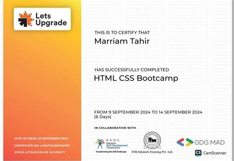 Marriam Tahir On Linkedin Html Css Webdevelopment Certification