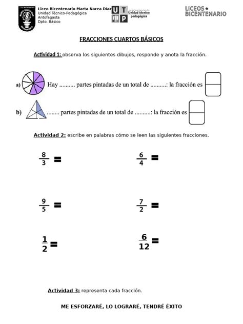 Fracciones Cuartos Básicos Pdf