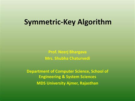 Symmetric Key Algorithm Ppt