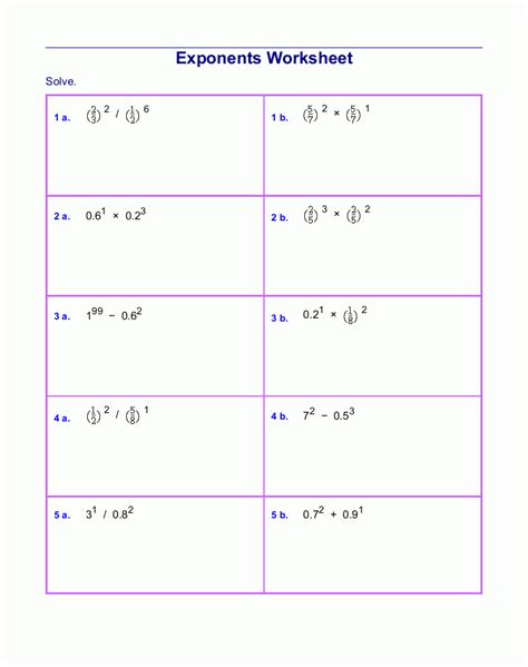 Free Printable Exponents Worksheets Printable Worksheets