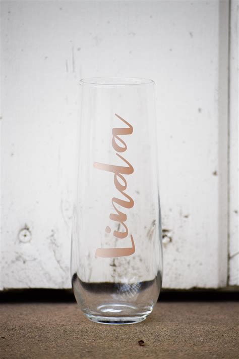 The Bridal Boutique Custom Stemless Bridesmaid Champagne Glasses