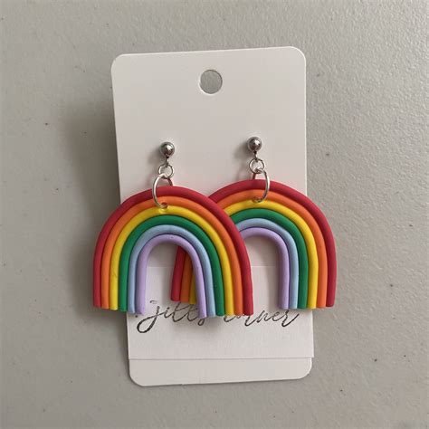 Rainbow Polymer Clay Earrings Etsy